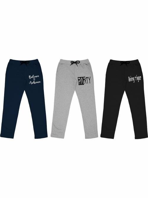 Buy SLIMUU - Gwa Boys Navy Greymelange Black Printed Cotton Blend Track ...