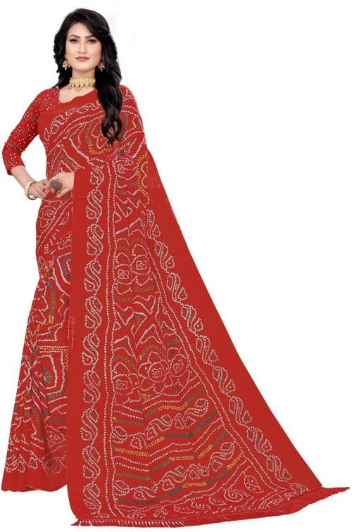 Buy Worivoc Women Red Digital Print Crepe Bandhani Saree Online at Best Prices in India - JioMart.