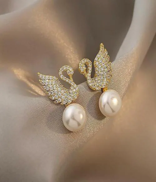 Buy DESTINY JEWEL'S Korean Gold Plated Stone Decor Duck and Drop Pearl ...