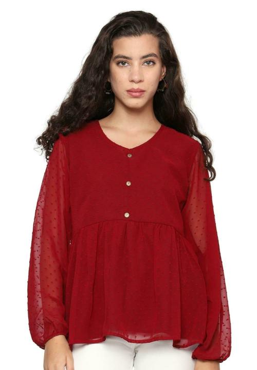 Buy Retrovis Women Blood Red Tops 2XL Online at Best Prices in India ...