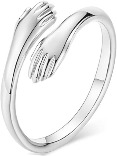 Buy AJTA Adjustbale Silver Plated Stylish Hug Ring Rings for Girls and ...