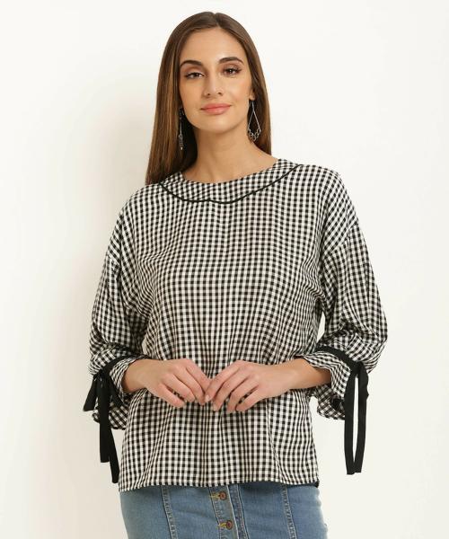 Buy Marie Claire Women Black Checkered Top Online at Best Prices in India - JioMart.