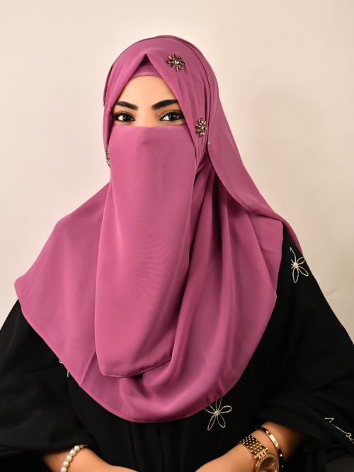 Buy WRAP MY HIJAB Purple Luxury Bridal Wedding Wear Hijab Scarf With ...