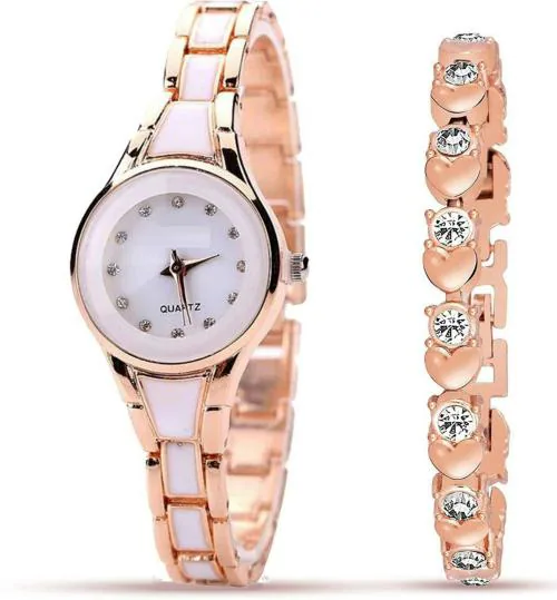 Buy Bolun Analog White Dial Rose Gold Strap Watch For Women Online at ...