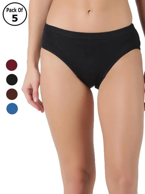 Buy DOLLAR Lehar Women's Assorted Solid 100% Cotton Pack of 5 Panties Online at Best Prices in ...
