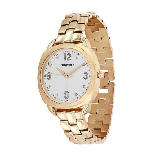 Buy Chronikle White Metal Chain Wrist Watch With Diamond Studded Stones ...