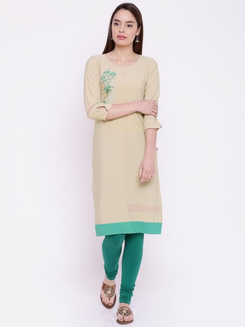 Buy Span Women Beige Printed Crepe Straight Kurta - Ca024 Online at Best Prices in India - JioMart.