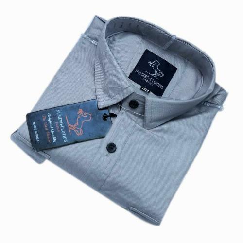 Buy NUMERO-CLOTHES FASHION Men Grey Solid Cotton Blend Casual Shirts ...