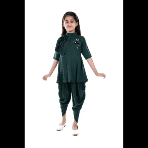 Buy Burbn girls green peplum tunic and dhoti pants set Online at Best ...