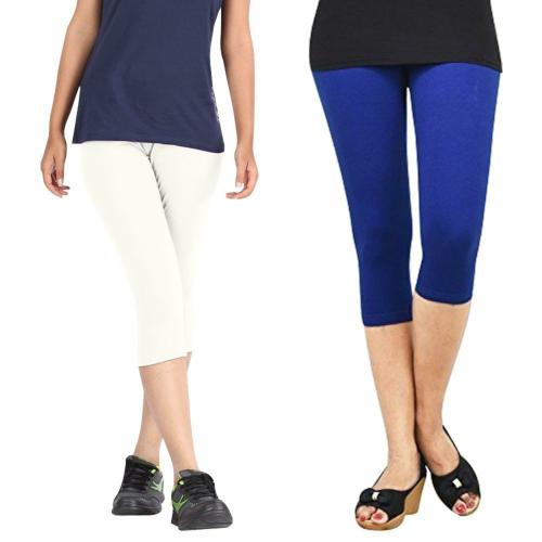 Buy Pixie Store Women Multicolor Solid Cotton Lycra Capris (Pack of 2) Online at Best Prices in ...