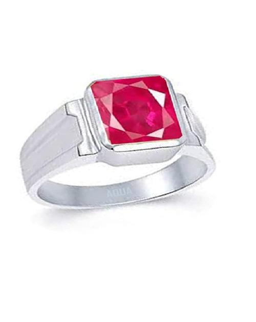 Buy Ceylonmine Silver Plated Ruby Manik Stone Ring Online at Best ...