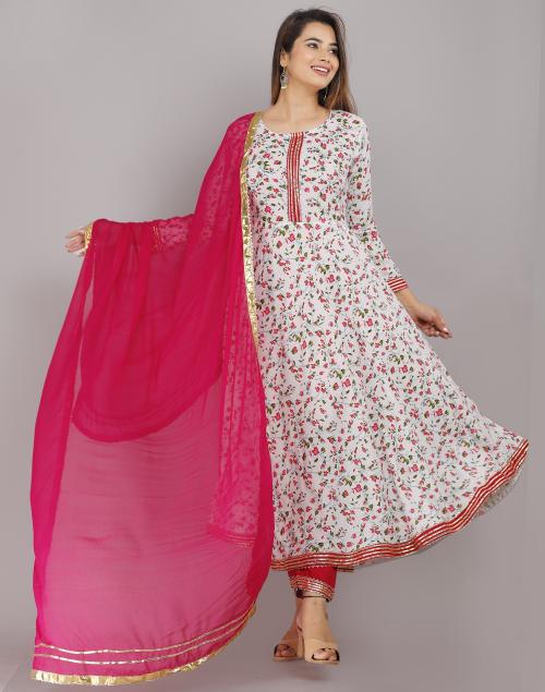 Buy Shri Krishna Fabric Women's Rayon Flower Printed Anarkali Kurti ...