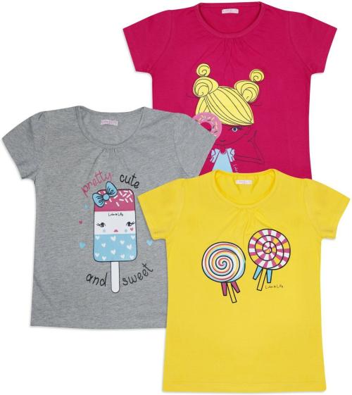 Buy Luke and Lilly pack of 3 Girls Half Sleeve Tshirt Online at Best ...