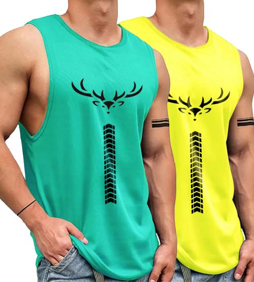 Buy Pack of 2 Ausk Light Green & Yellow Men Vest Online at Best Prices ...