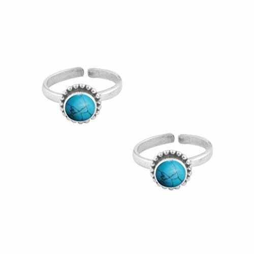 Buy Peenzone Women And Girls Sterling Silver Turquoise Toe Ring (1 Pair ...