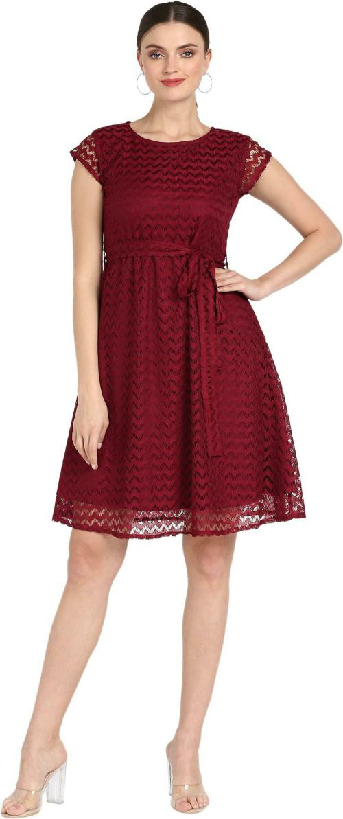 Buy Serein Women Maroon Lace Lace Single Dresses Online at Best Prices ...