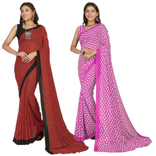 Buy Anand Women Multicolor1 Self Design Pattern Georgette Pack of 2 ...