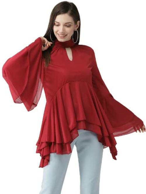 Buy Hidden Love Women Red Solid Polyester A-Line Tunic - XL Online at ...