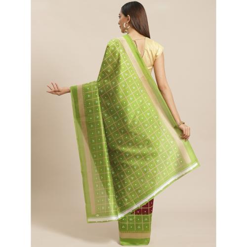 Buy Marabout Women's Beautiful Maroon And Green Bandhani Print Saree ...