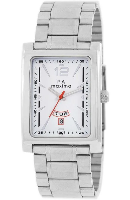 Buy Maxima Analog White Dial Silver Strap Watch For Men (45520CMGI ...