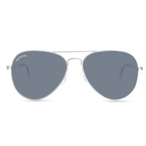 Buy Royaltail Black Glass And Silver Frame Aviator Unisex Sunglasses ...