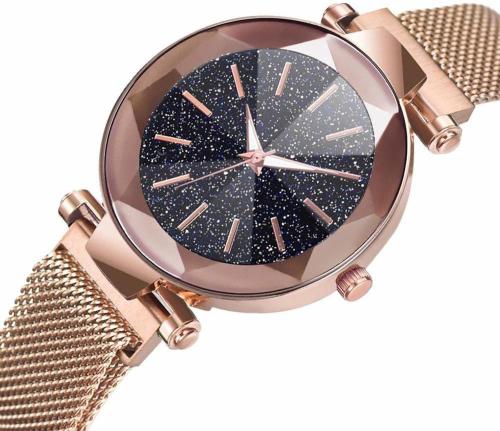 Buy Analog Black Dial Rose Gold Strap Magnetic Strap Watch For Women ...