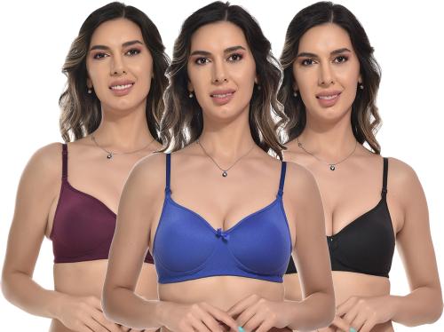 Buy FIMS - Fashion is my style Women Multicolor Solid Cotton Blend Pack of 3 Padded Bra Online ...