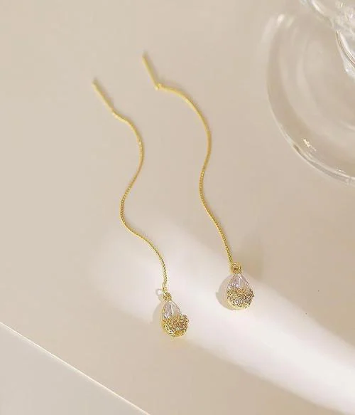 Buy DESTINY JEWEL'S Korean Style Teardrop Thread Crystal Long Chain ...