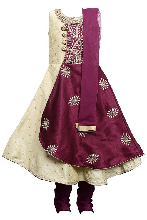 Buy Ashwini Girls Maroon Polyester Salwar Suit Set (10-11Y) Online at ...