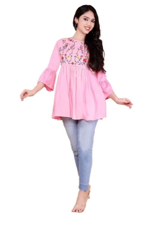 Buy SAMSIDDHI Womens Rayon Embroidered Western Top | Western Kurta ...