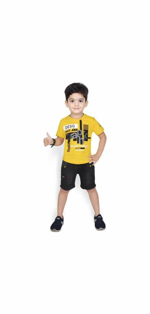 Buy Crazy Toonz Boy Rust Printed Denim T-Shirt And Pant Set | Kids Wear ...