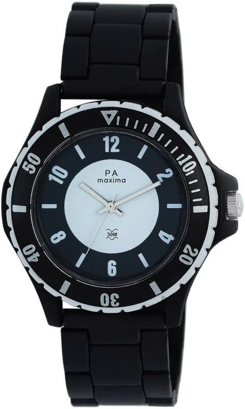 Buy Maxima Analog Black Dial Black Strap Watch For Men (56004PPGN ...