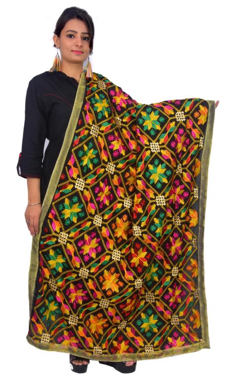 Buy Muka Black Fulkari Dupatta for Women Online at Best Prices in India ...
