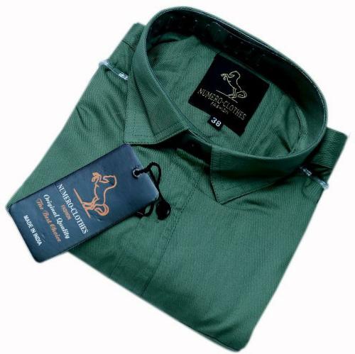 Buy NUMERO-CLOTHES FASHION Men Green Solid Pure Cotton Casual Shirts (L ...