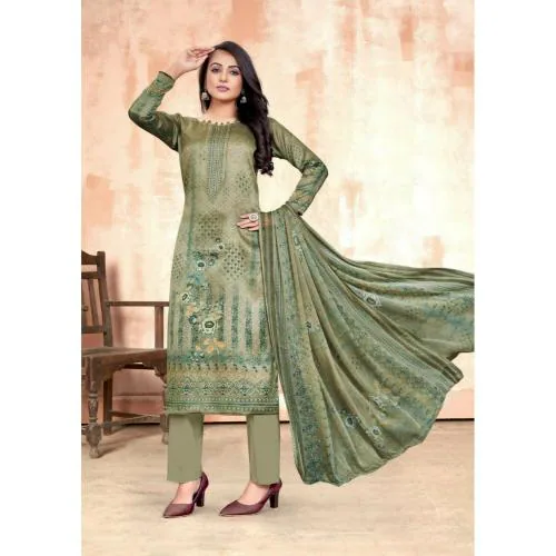 Buy GURHAL Printed Cotton Unstitched Dress Material Mint Green Online ...