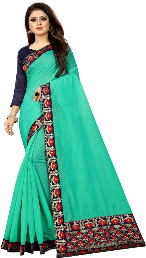 Buy Febo Fashion Women Green Embroidered Jacquard Single Saree Online ...