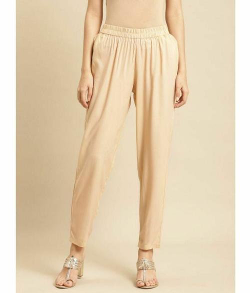 Buy Rangita Women Rayon Beige Solid Ankle Length Straight Pant Online at Best Prices in India ...
