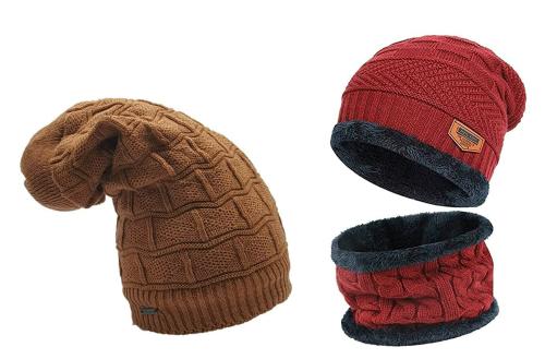 Buy B&B-Buttons & Bows Red Fleece Beanie And Neck Scarf For Men And ...