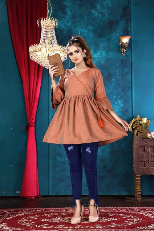 Buy Shukrana Women Classic Peach Printed Round Neck 3/4th Sleeves ...