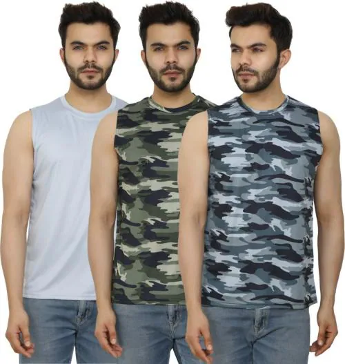 Buy PRIME PLUS Multicolor Camouflage Polyester Round Neck Sando Vest ...
