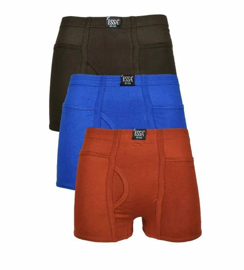 Buy ESSA Mens Cotton Pocket Trunks Pack of 3(Multicolored)_95 cm Or L ...