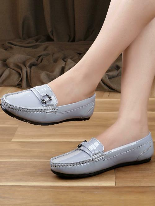 Buy Mr. Wonker Grey Deziner Plain Poxxy Loafers for Women Online at ...