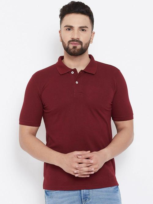 Buy Ketex Men Maroon Solid Polyester T-Shirt (L) Online at Best Prices ...