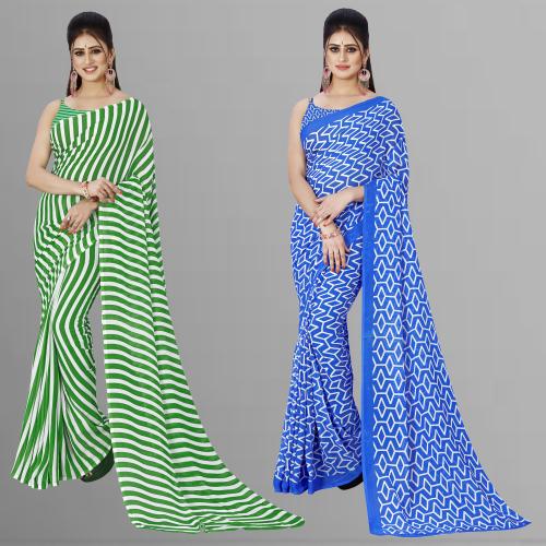 Buy Kashvi Women Multicolor6 Self Design Pattern Georgette Pack of 2 ...
