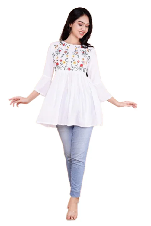 Buy SAMSIDDHI Womens Rayon Embroidered Western Top | Western Kurta ...