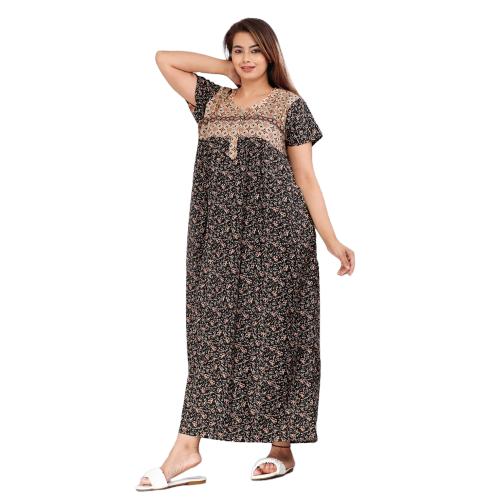 Buy Pearlfly Women Maxi Nighty/Night GownsCotton Nighty, Printed Night ...
