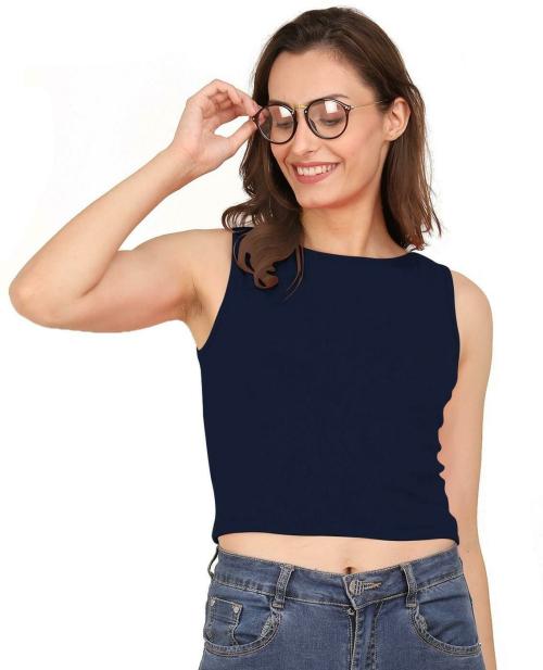 Buy AD2CART_Women Lycra Blend Navy Crop Top_S Online at Best Prices in India - JioMart.