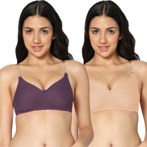 Buy IN CARE LINGERIE Women Push-Up Heavily Padded Bra (Purple, Beige) Online at Best Prices in ...