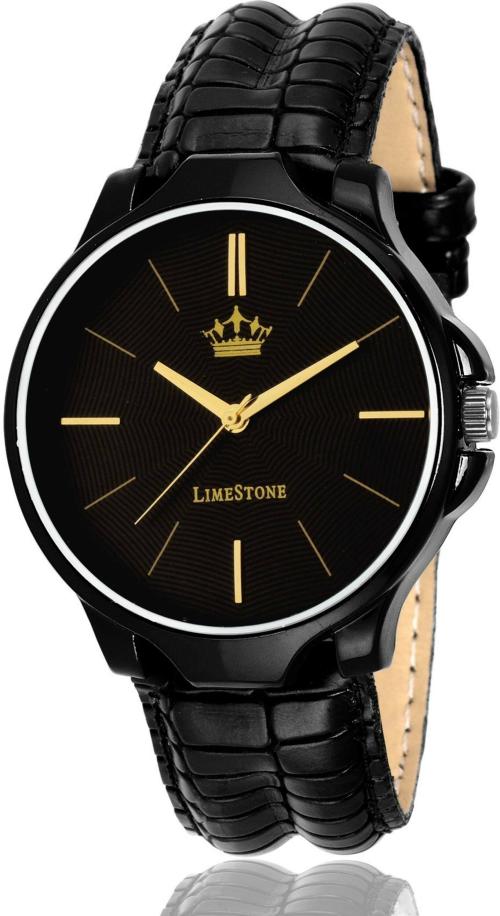Buy LIMESTONE Analog Black, Gold Dial Black Strap Watch For Men (LS2601) Online at Best Prices ...