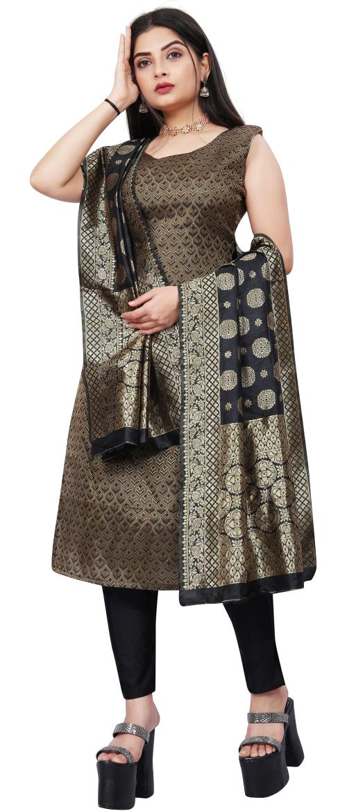 Buy Eilara Women's Silk Blend Black Straight Kutra, Pant with Dupatta Online at Best Prices in ...